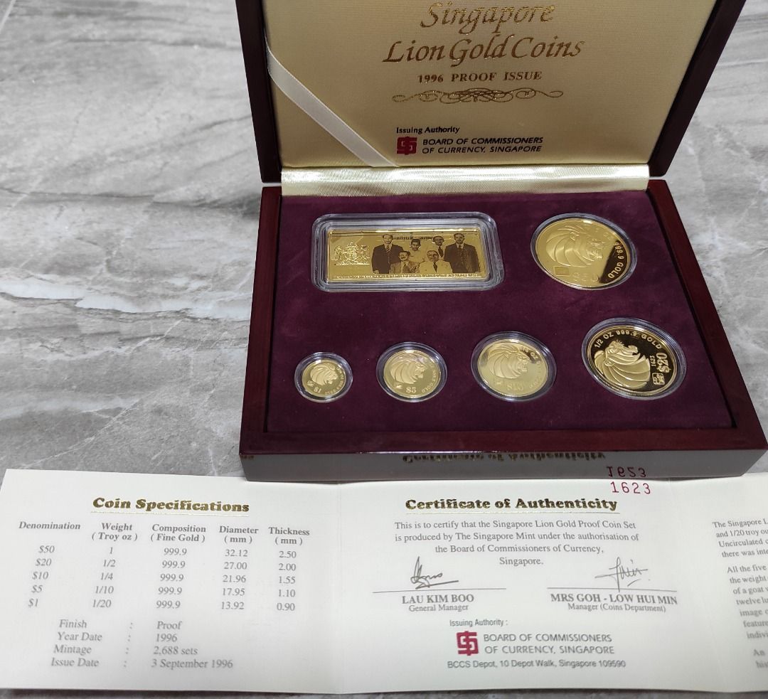 Singapore Lion Gold Coins set 1996, Hobbies & Toys, Memorabilia & Collectibles, Currency on ...