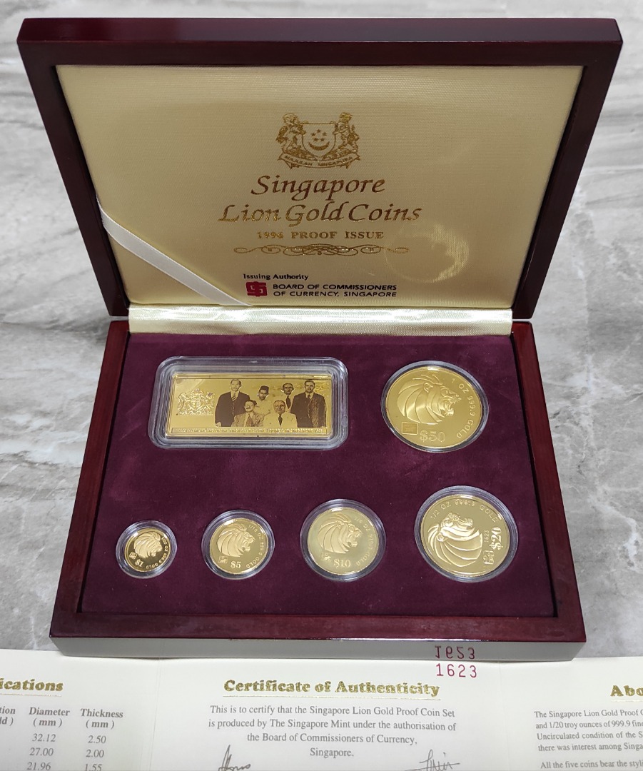 Singapore Lion Gold Coins set 1996, Hobbies & Toys, Memorabilia & Collectibles, Currency on ...