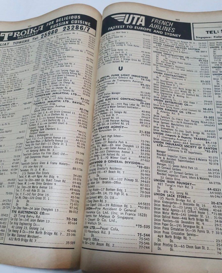 Singapore Yellow Pages telephone directory 1966, Hobbies & Toys ...