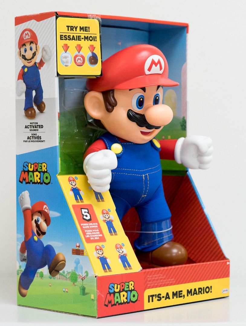 Super Mario: It's A Me Mario! Talking and Posable Mario Collectible Action Figure, Hobbies ...