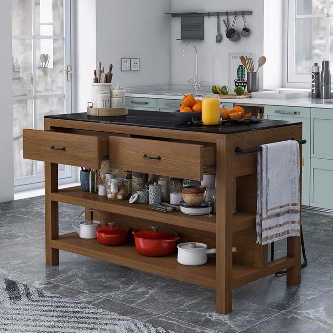 Table Kitchen Island Dining Prep Table Side Table Bar Counter Kitchen ...