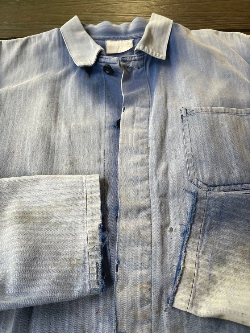 Vintage 1980s French HBT Chore Jacket, Men's Fashion, Coats, Jackets and Outerwear on Carousell