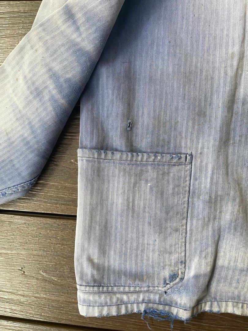 Vintage 1980s French HBT Chore Jacket, Men's Fashion, Coats, Jackets and Outerwear on Carousell
