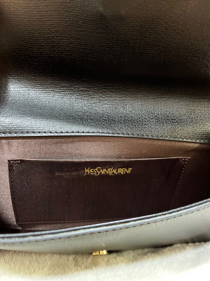 YSL Saint Laurent Clutch bag Black Calfskin Leather Ligne Y, Women's ...