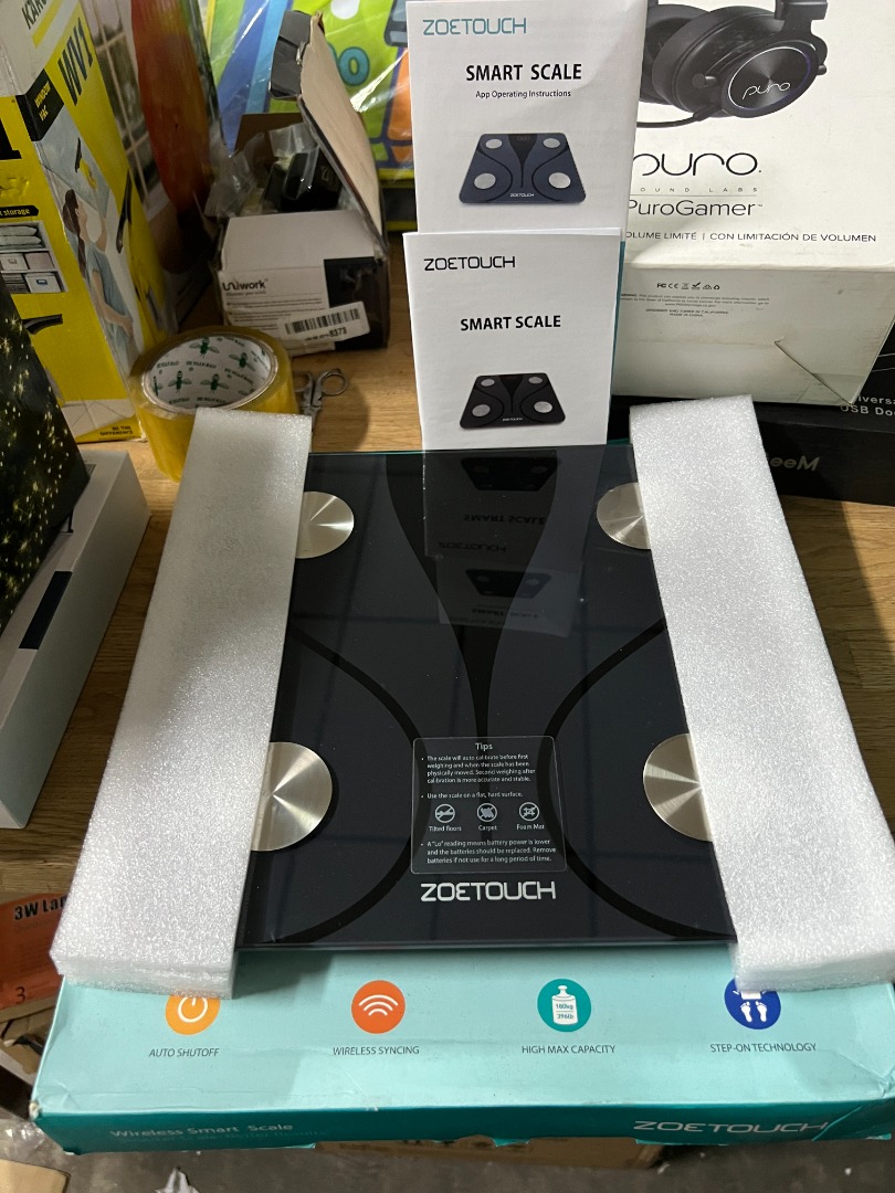 ZOETOUCH Bluetooth Body Fat Scale with iOS and Android App - Black ...