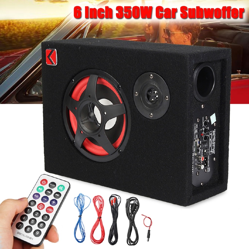 350W 6 Under-Seat Car Active Subwoofer Speaker Stereo Bass Audio ...