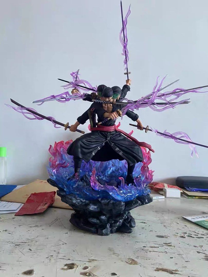 42cm One Piece Anime Roronoa Zoro Wano Country Three Heads and Six Arms ...