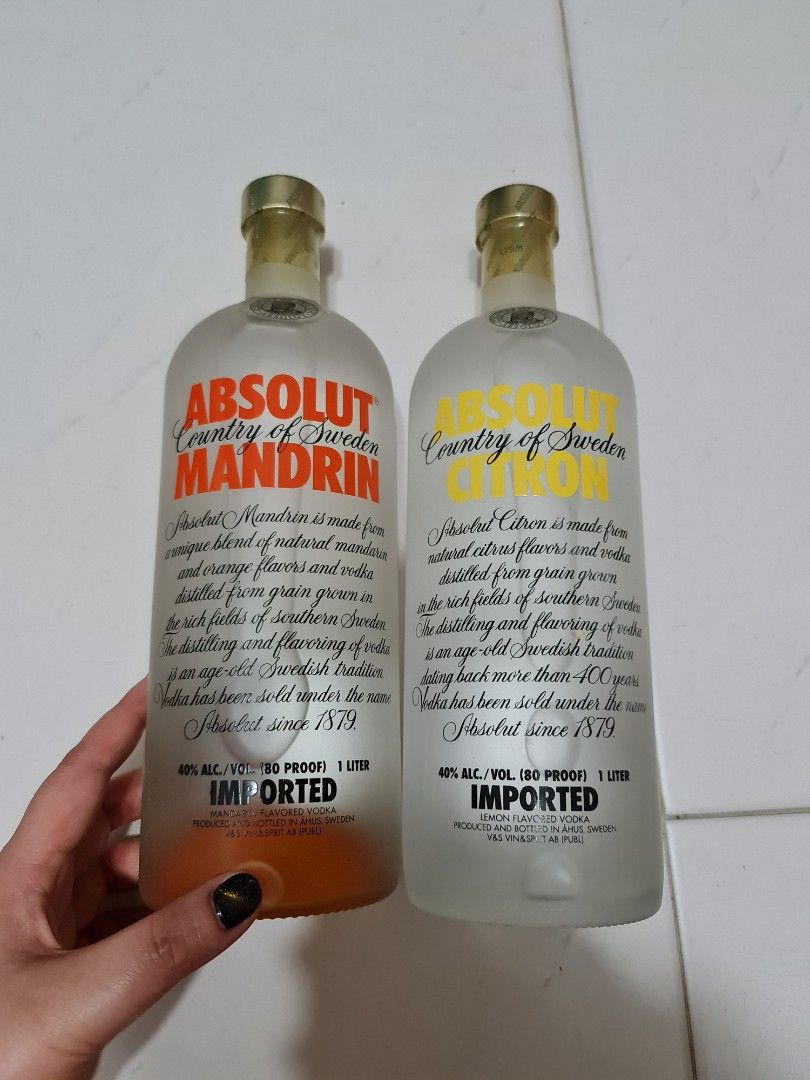 Absolut Lemon/Mandarin Flavoured Vodka - 1 Litre, Food & Drinks ...