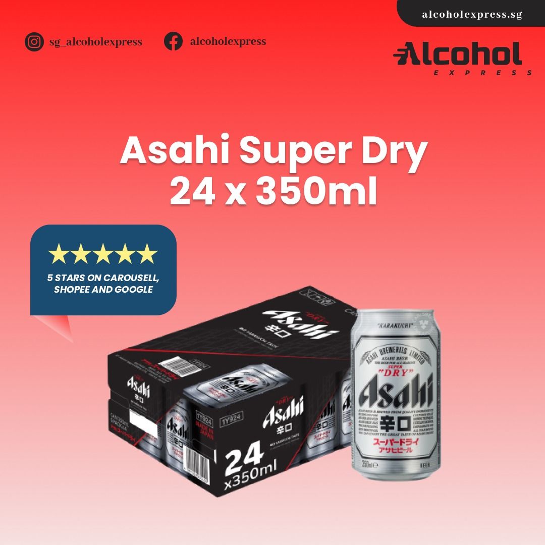 Asahi Super Dry - 24 x 350ml, Food & Drinks, Alcoholic Beverages on Carousell