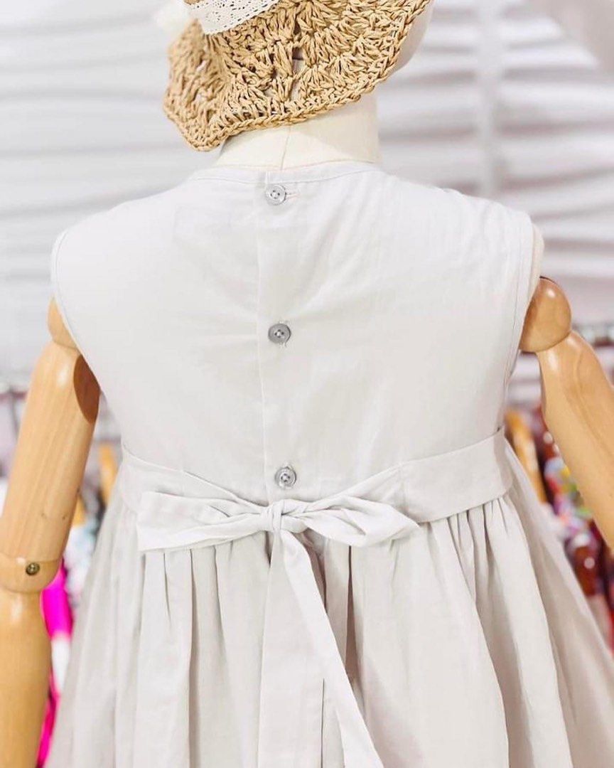 Bangkok Cassie Gray Smock Dress, Babies & Kids, Babies & Kids Fashion ...