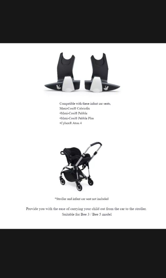 Bugaboo bee seat adapter, Babies & Kids, Going Out, Strollers on Carousell