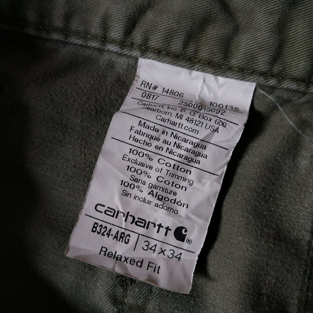 Carhartt B324-ARG Green Carpenter Pants Relaxed Fit, Men's Fashion ...