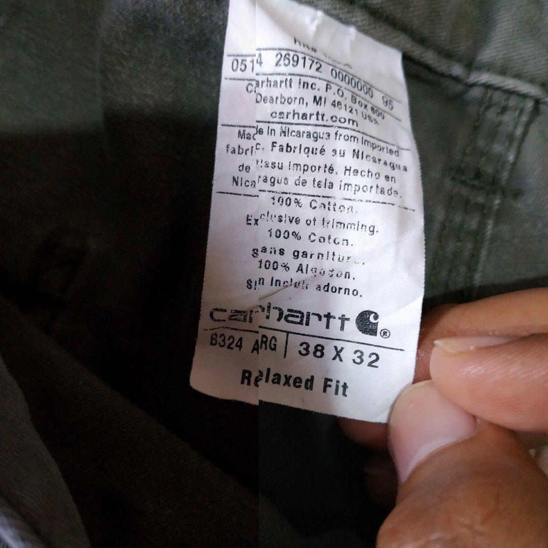 Carhartt B324-ARG Green Carpenter Pants Relaxed Fit, Men's Fashion, Bottoms, Jeans on Carousell