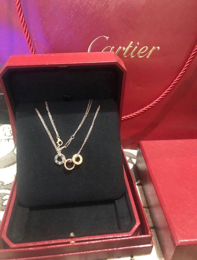 Cartier love double chain tricolor with diamonds necklace, Women's ...
