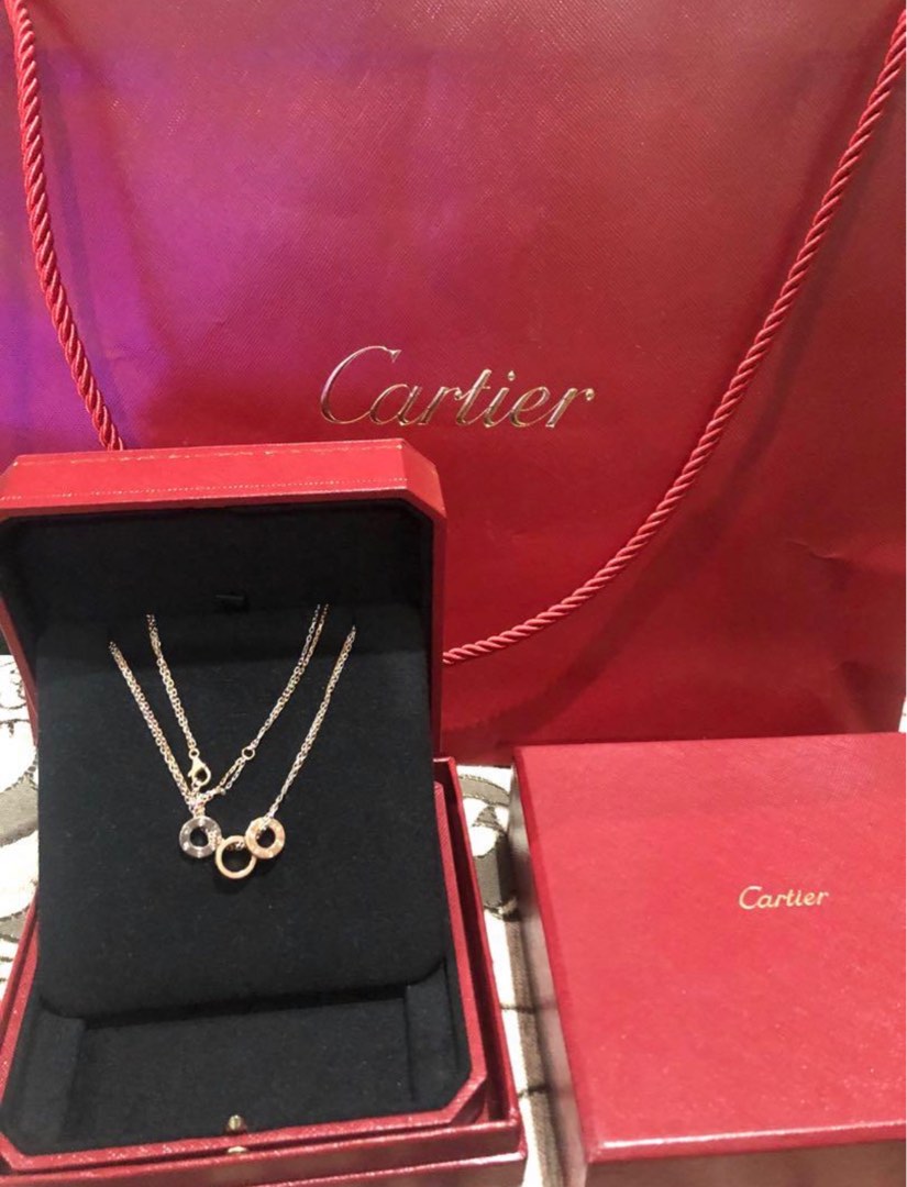 Cartier love double chain tricolor with diamonds necklace, Women's ...