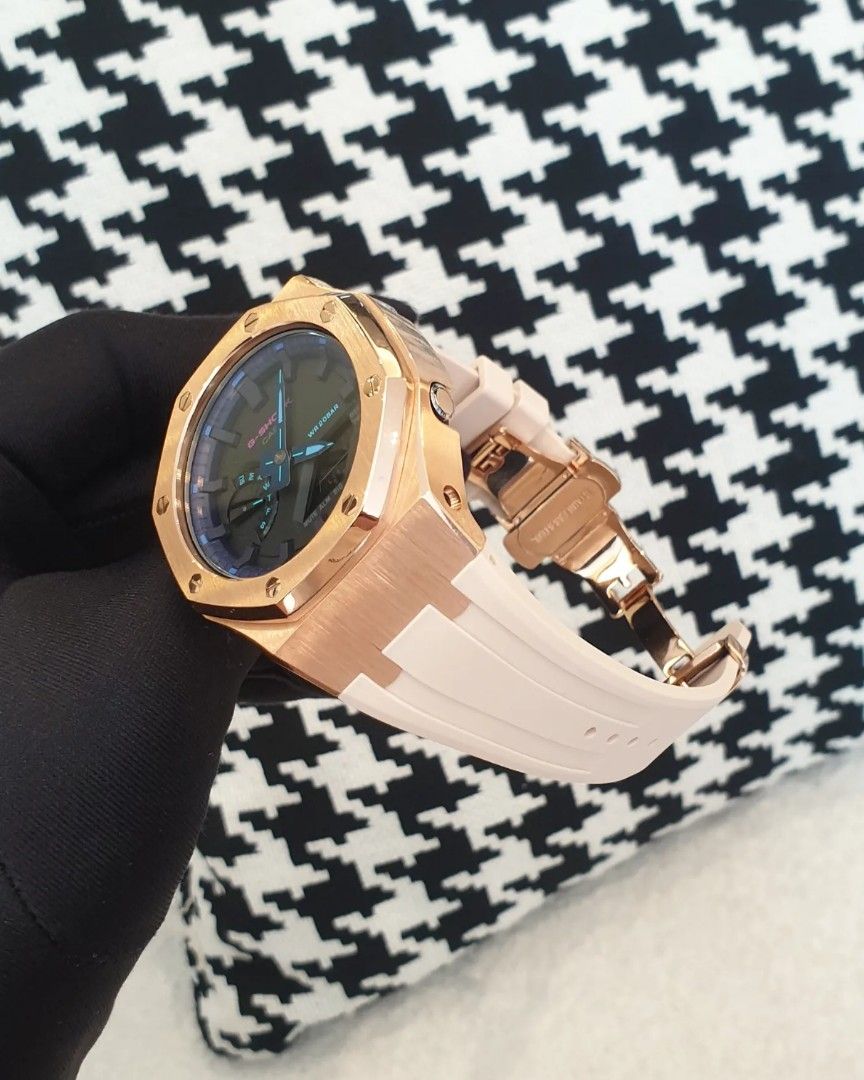 Casioak GA-2100 Purple Blue Series in Rose Gold Bezel Sweet Peach ...