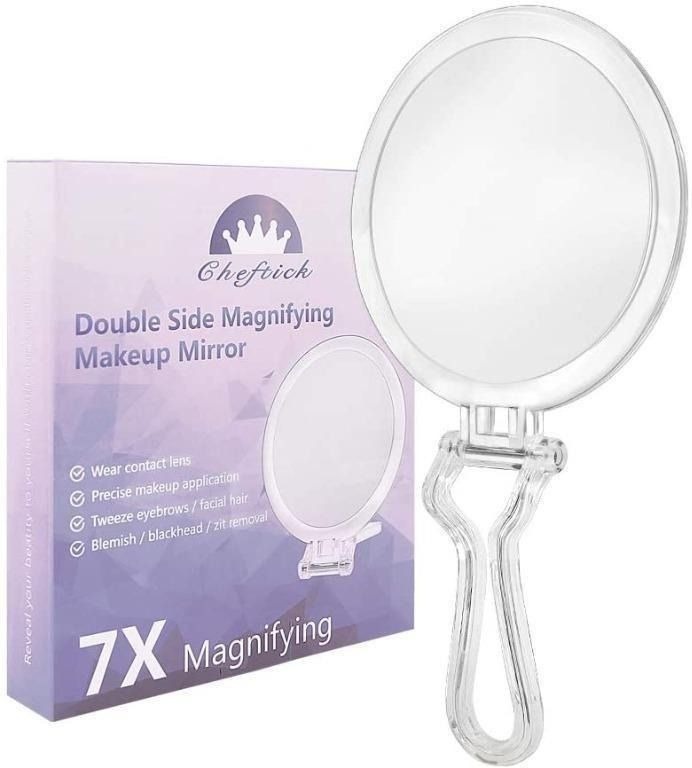 Cheftick Double Sided Hand Held Mirror - 1X & 7X Magnifying Travel ...