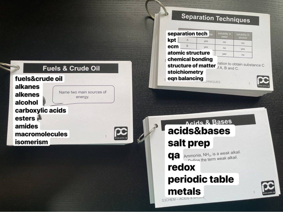 Chemistry flash cards, Hobbies & Toys, Books & Magazines, Textbooks on ...