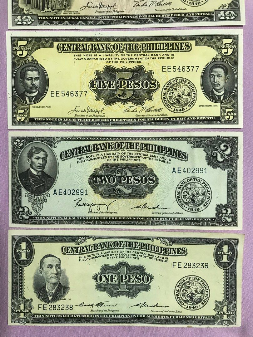 Full Set of 1951-1970 Philippines Banknote, Hobbies & Toys, Memorabilia ...