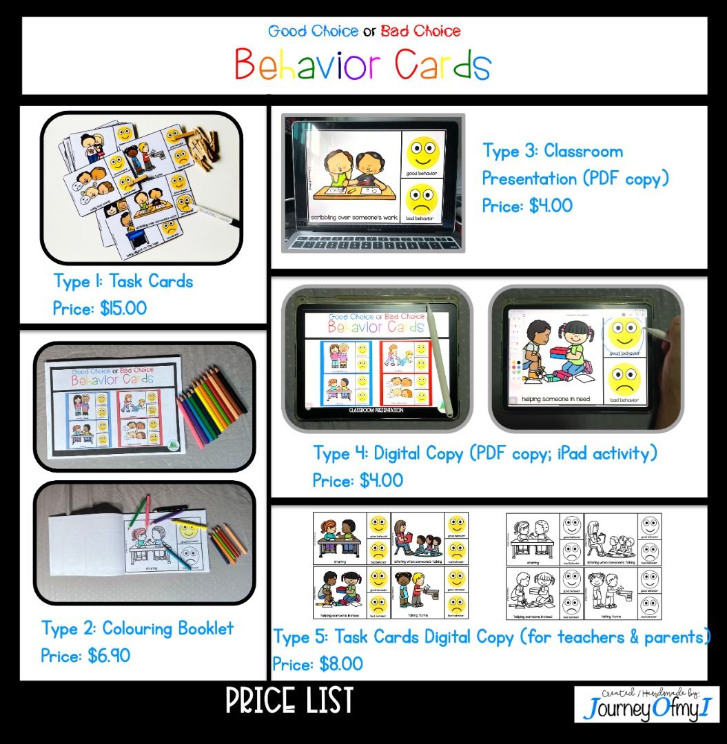 Good Choice or Bad Choice - Behavior Cards / Colouring Book / Classroom ...