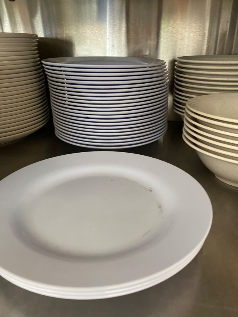Hawker/foodcourt plates, bowls , cutlery, stainless steel equipment ...