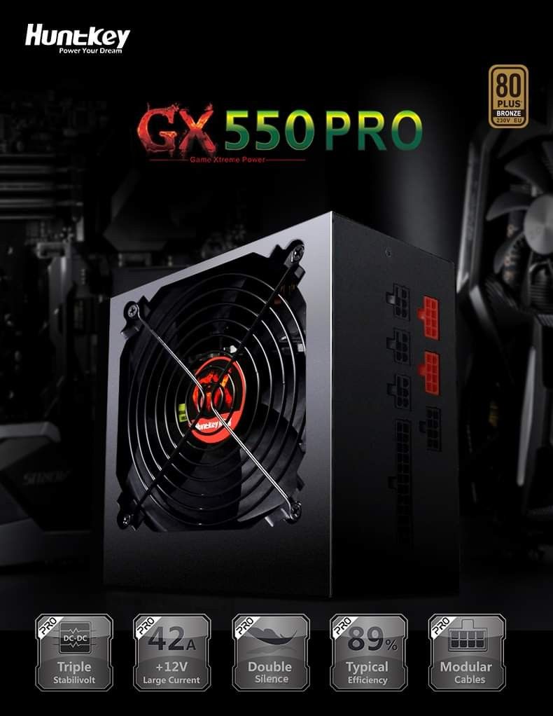 HUNTKEY GX550 PRO Rated 550W, Max.650W Power Supply for Gaming PC, Computers & Tech, Parts ...