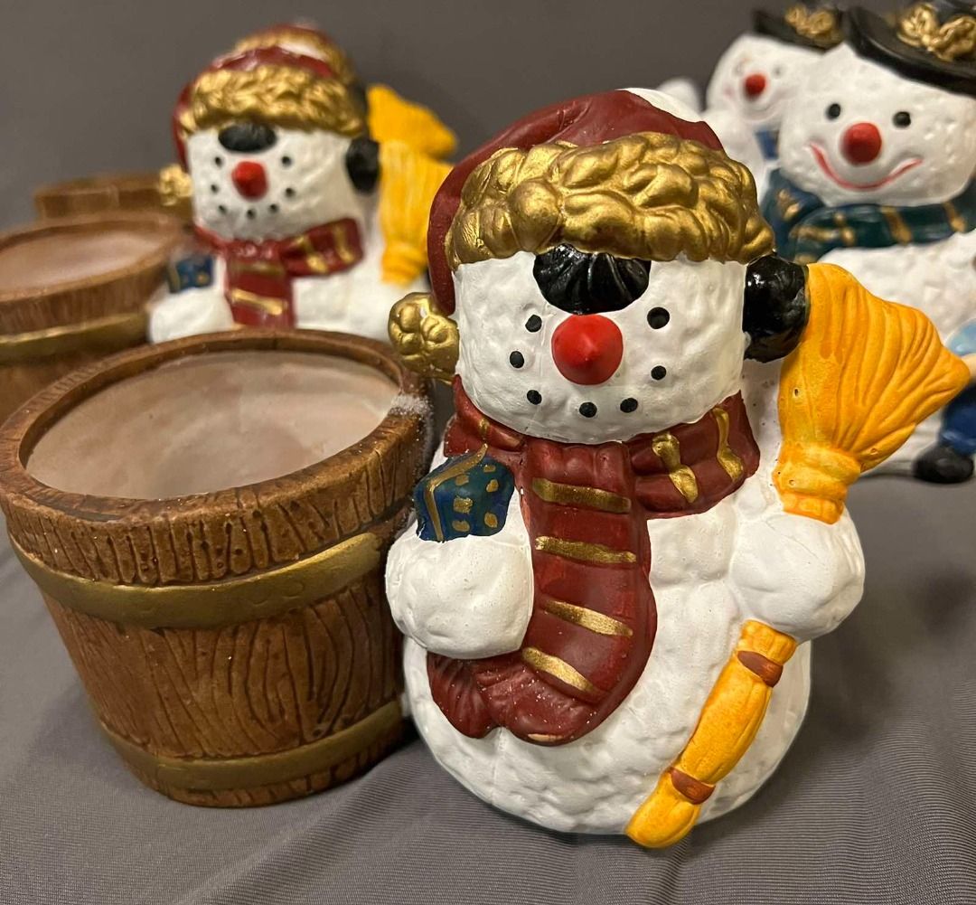 IC-LF#224 : Set of 5 Christmas Snow man w/ barrels and hats, Furniture ...