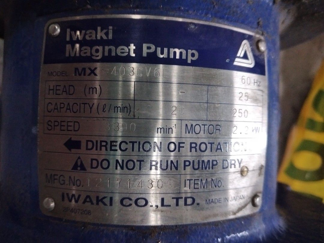 Iwaki Chemical Pumps, Commercial & Industrial, Industrial Equipment on Carousell