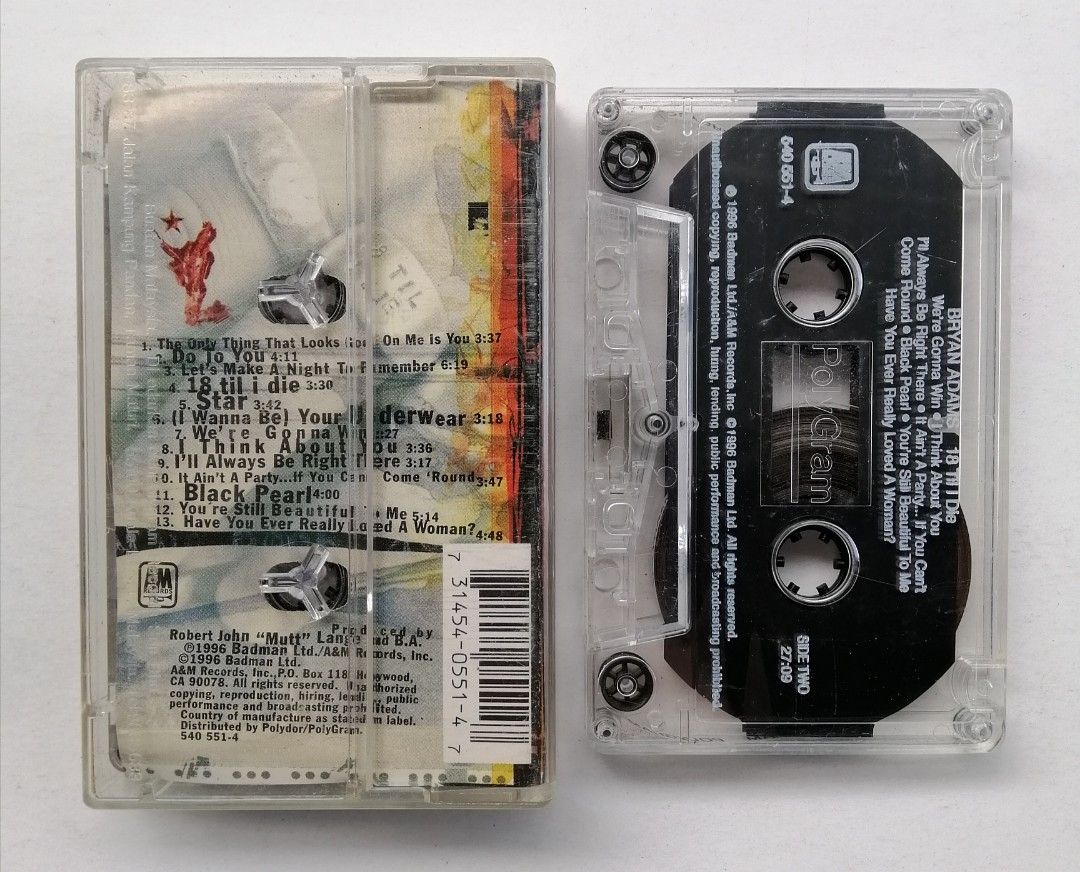 KASET - BRYAN ADAMS " 18 TIL I DIE " - 1996, Hobbies & Toys, Music & Media, CDs & DVDs on Carousell