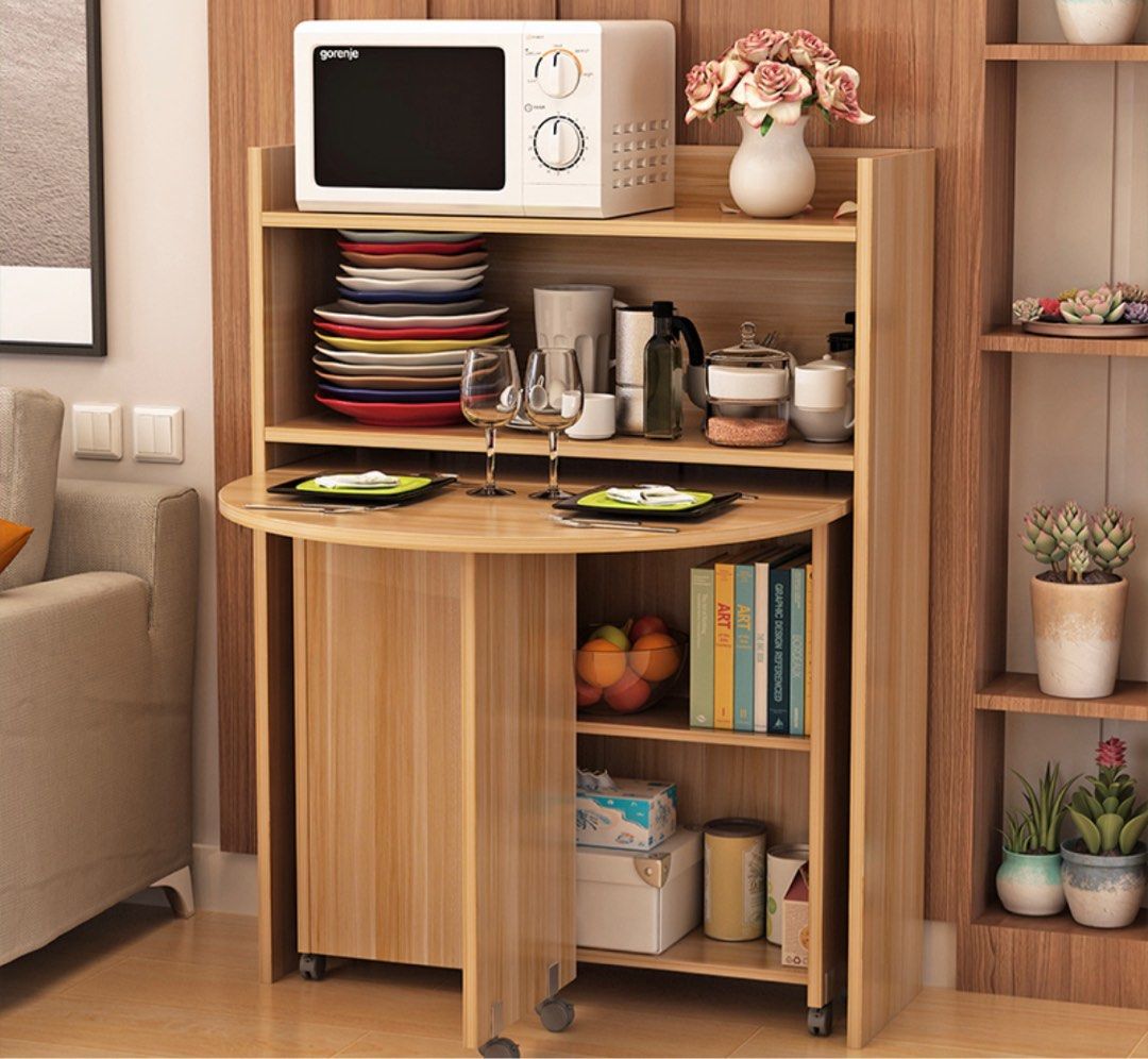 Kelly portable teal wood foldable dining table with storage, Furniture ...