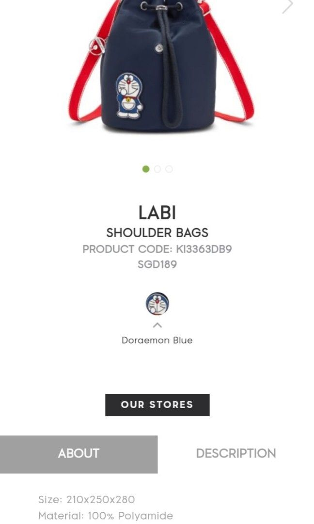 Kipling Labi Doraemon Blue Bucket, Women's Fashion, Bags & Wallets ...