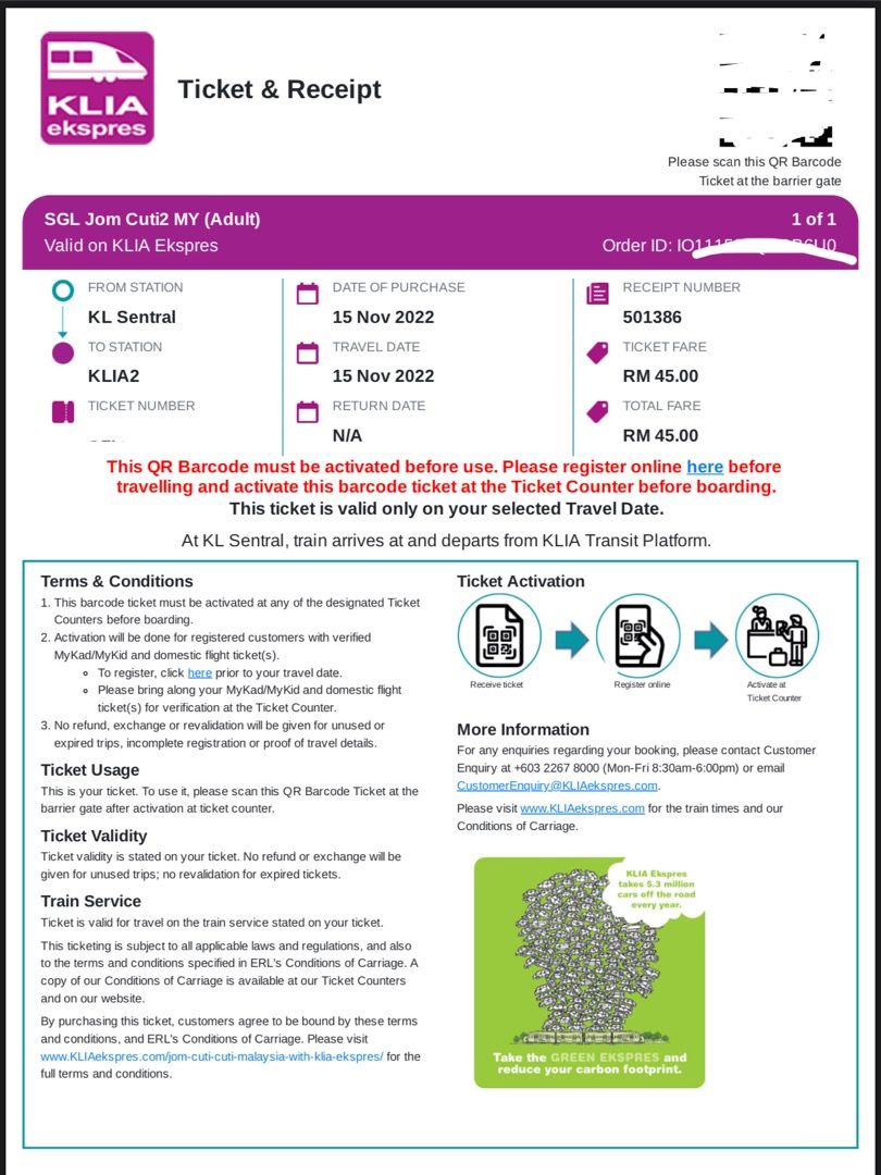 Klia express ticket, Tickets & Vouchers, Local Attractions and ...