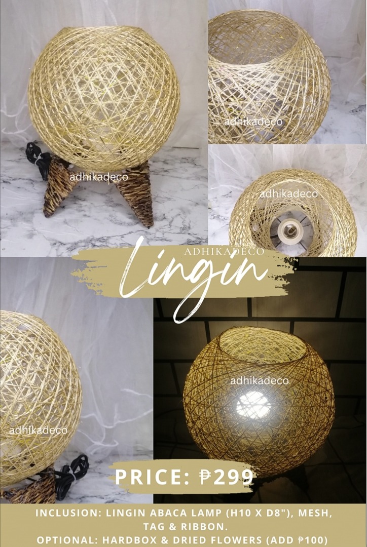 Lingin (abaca table lamp), Furniture & Home Living, Home Decor, Other ...