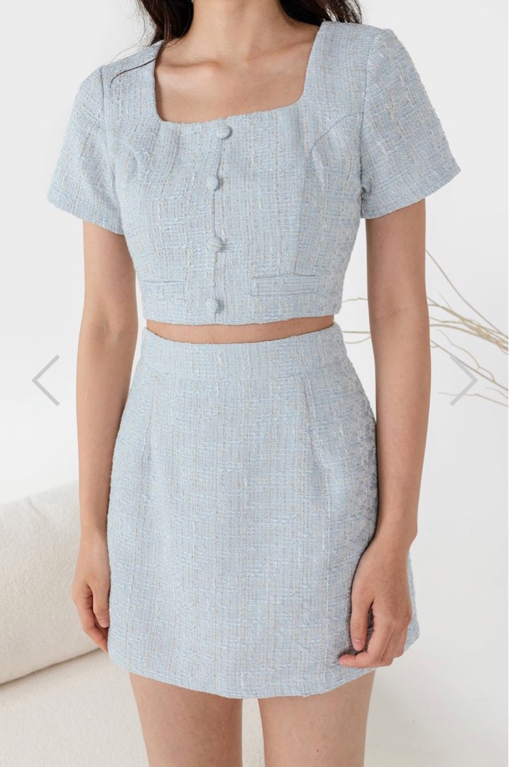 Lovet Chantel Tweed Button Top, Women's Fashion, Tops, Other Tops on ...