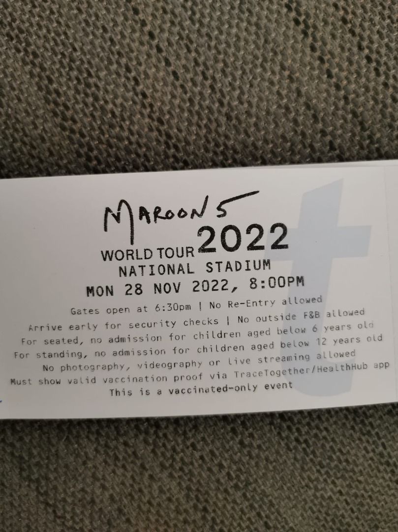 Maroon 5. World Tour 2022. Kallang Stadium. 28 Nov, Tickets & Vouchers ...