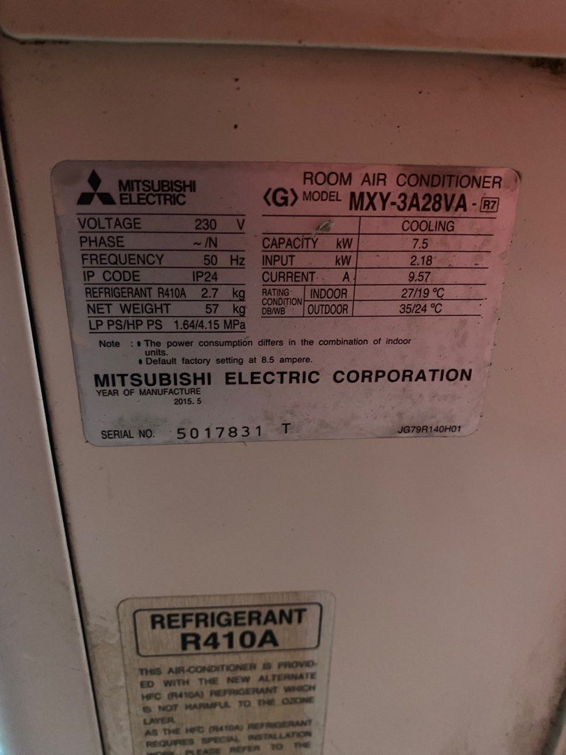 Mitsubishi inverter system 3 units, TV & Home Appliances, Air ...