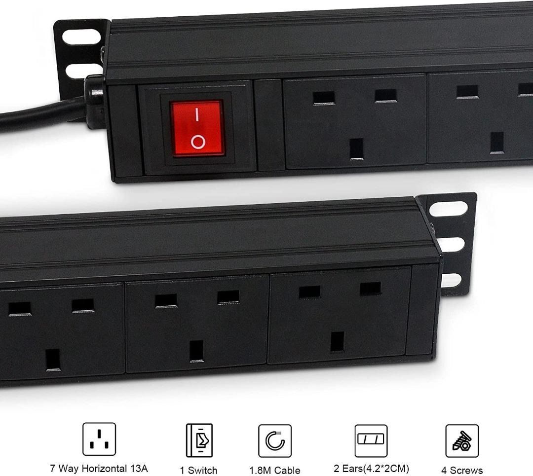 New Arrival! 7 Way Extension Lead Power Strip, Rack Mount Power Socket ...