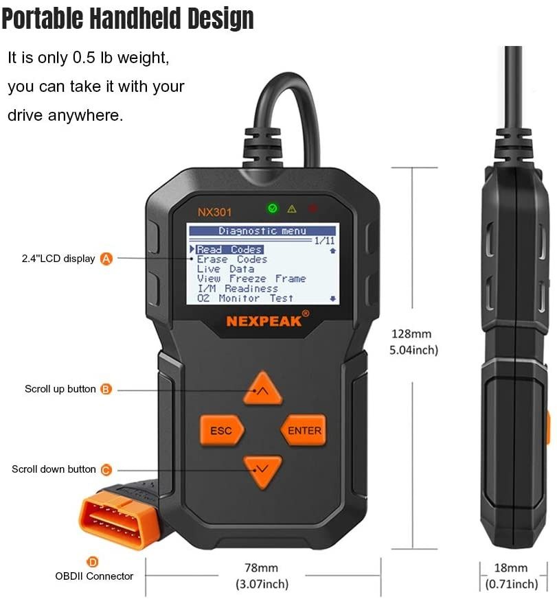 Nexpeak OBD2 Professional Auto Diagnostic scan tool NX301, Car ...