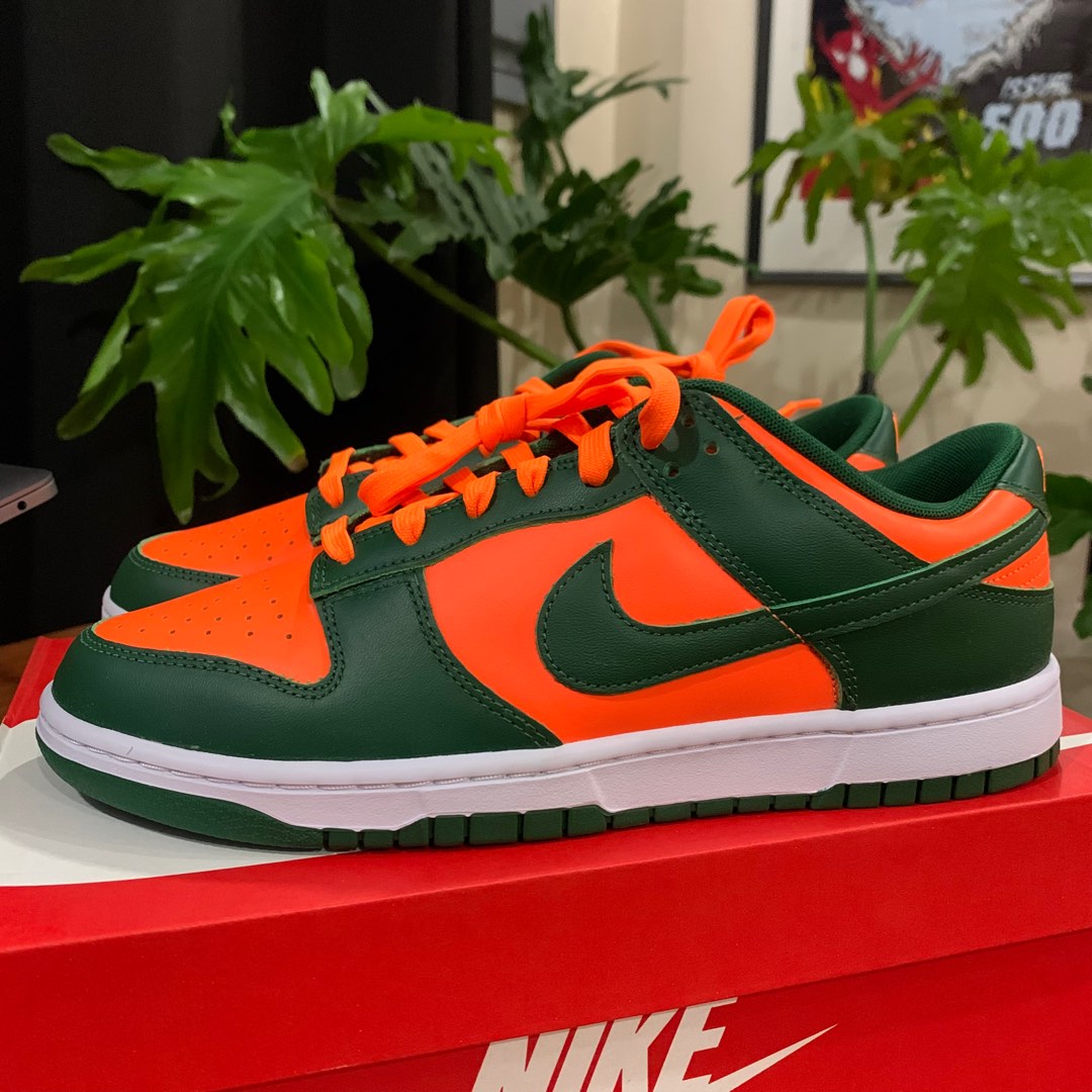 Nike Dunk Low Miami Hurricanes, Men's Fashion, Footwear, Sneakers on ...