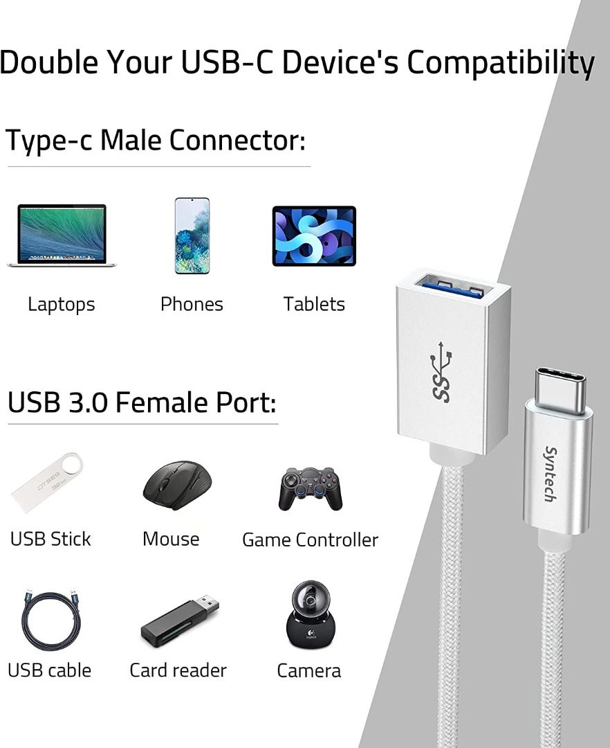 Syntech USB C to USB OTG Cable Adapter, TV & Home Appliances, TV & Entertainment, TV Parts ...