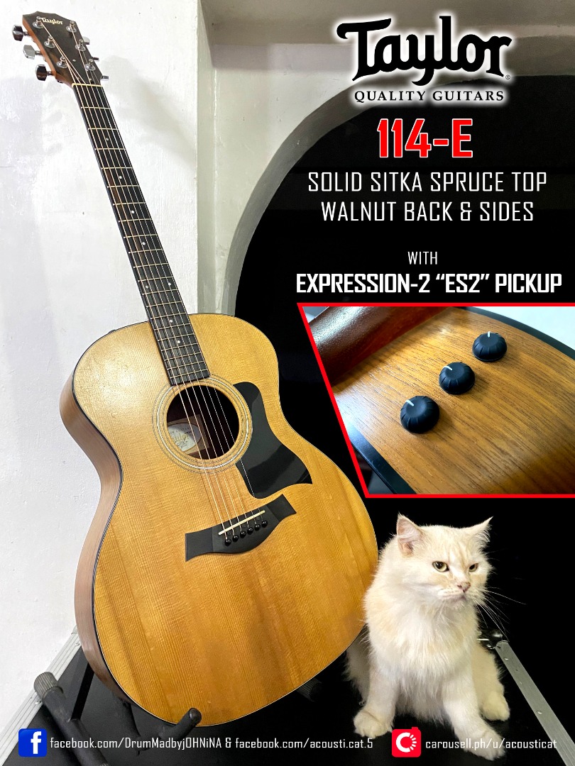 Taylor 114-E "ES2" Acoustic Guitar, Hobbies & Toys, Music & Media ...