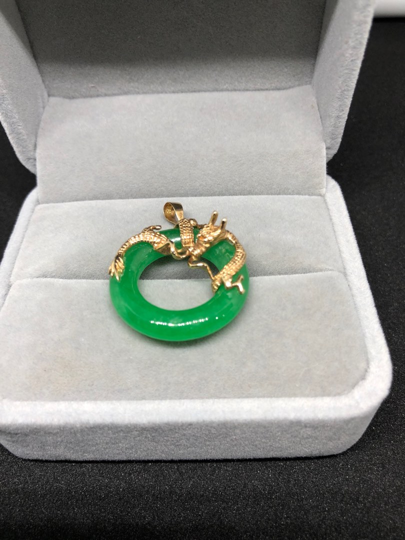 Treated Jadeite (Type B-+C ) with 18K Dragon!, Women's Fashion, Jewelry ...