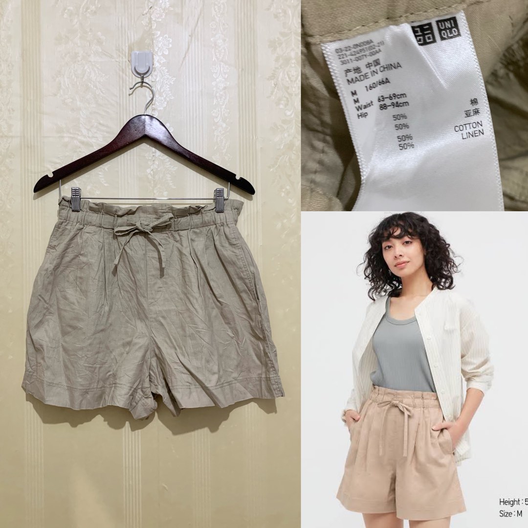 Uniqlo linen blend shorts, Women's Fashion, Bottoms, Shorts on Carousell