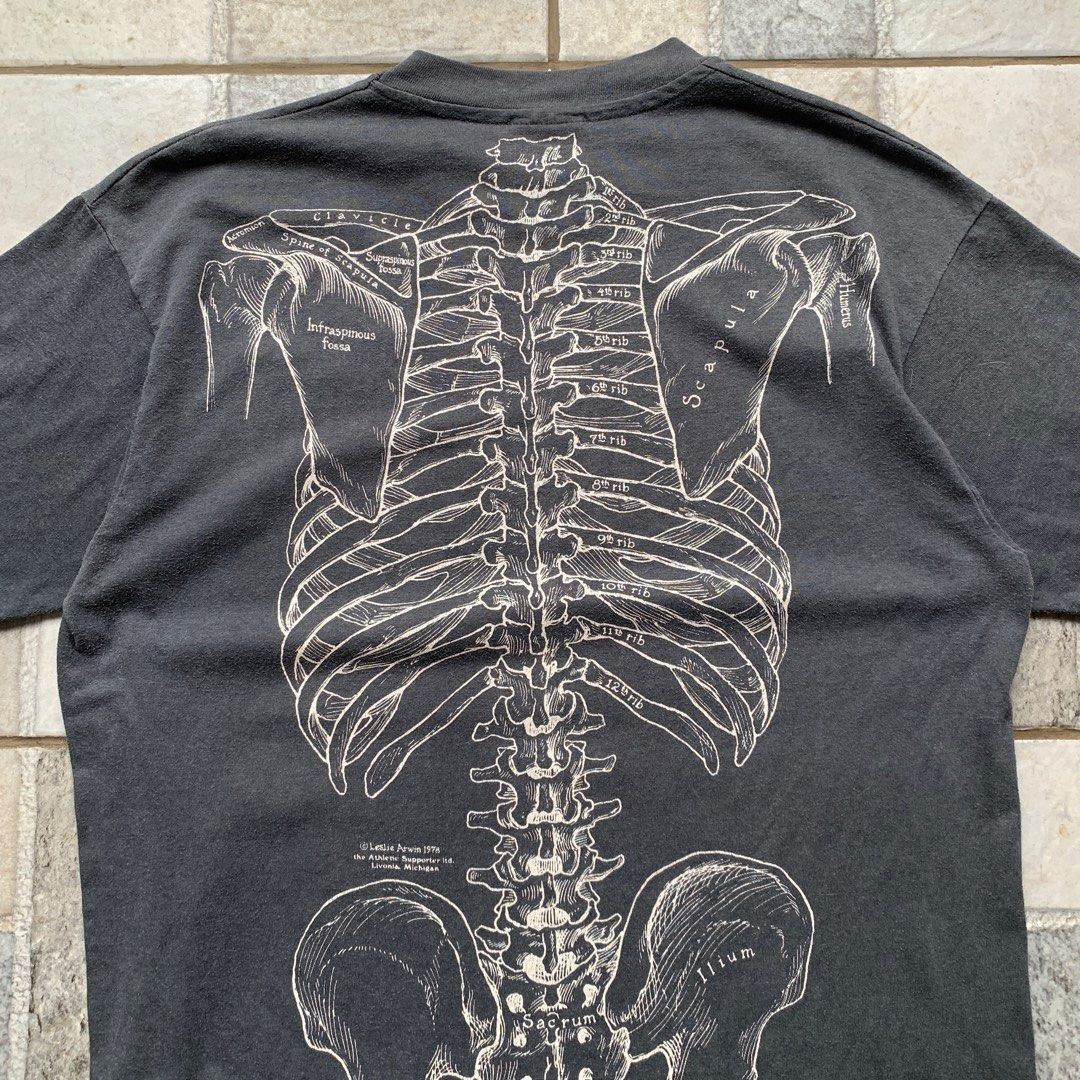 Vintage 70s Skeleton Anatomy Art Tee Shirt Mega Print, Men's Fashion ...