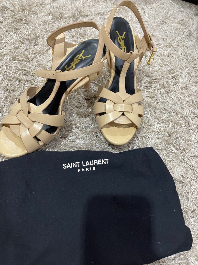 Ysl tribute japan source nude/beige Yves st lauren, Women's Fashion, Footwear, Heels on Carousell
