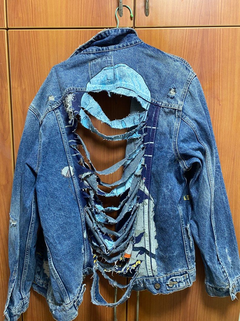 Zara Ripped Denim Jacket in Blue, Men's Fashion, Coats, Jackets and ...