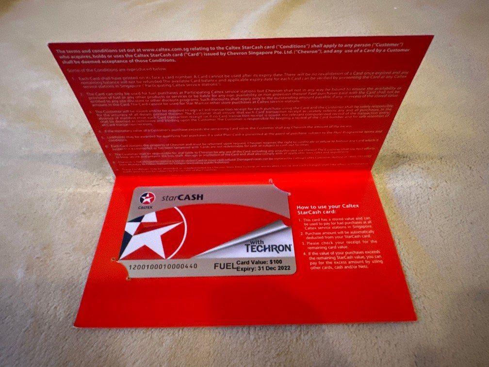 $100 CALTEX StarCash Card - usage by 31/12/2022 - petrol fuel gas gift ...