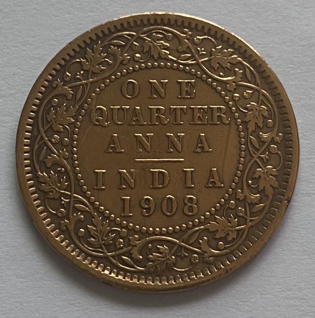 1908 King Edward VII 1/4 Anna India one quarter Anna, Hobbies & Toys ...