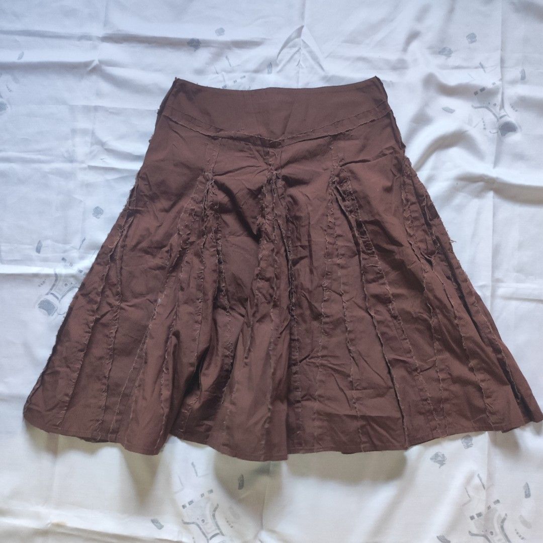 90S MNG BROWN DISTRESSED MIDI SKIRT | y2k vintage subversive acubi grunge coquette fairy macy ...