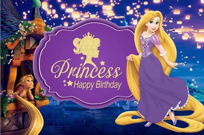 [ Ready Stock]Tangled Princess Rapunzel Happy Birthday banner backdrop ...